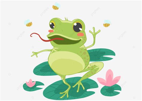개구리귀여운만화아름다운꽃 청개구리 만화 개구리 Png 일러스트 및 Psd 이미지 무료 다운로드 Pngtree