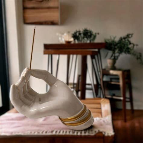 Handmade Hand Incense Stick Holder Unique Ceramic No Spill Incense