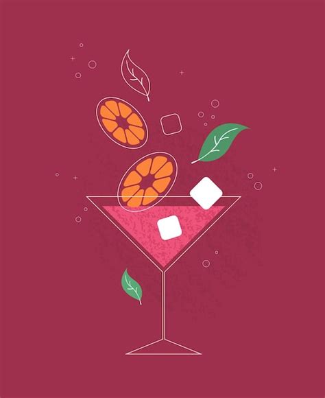 Premium Vector Isolated Vector Cocktail In Flat Style