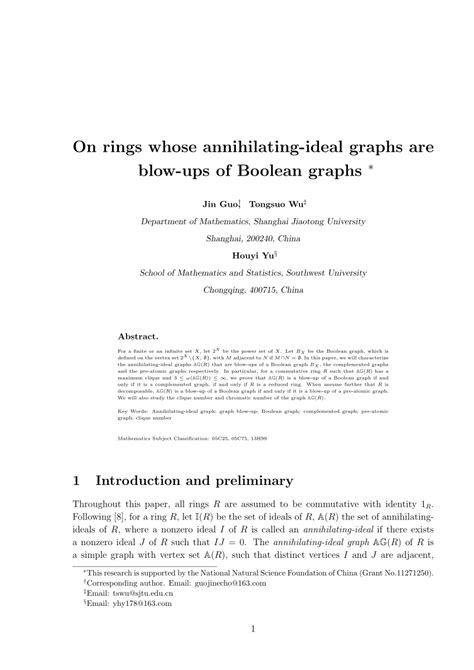 Pdf On Rings Whose Annihilating Ideal Graphs Are Blow Ups Of Boolean Graphs