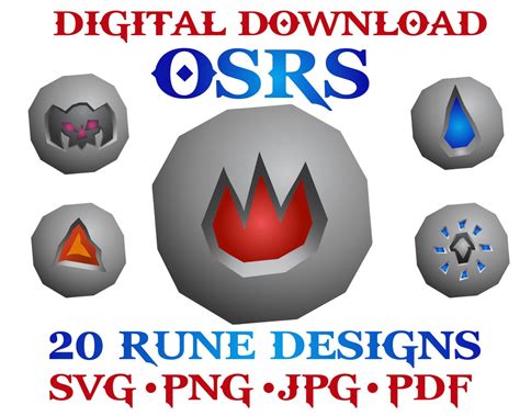 Osrs Runescape Rune Icons Svg Png Pdf  Runescape 3 Runes Etsy
