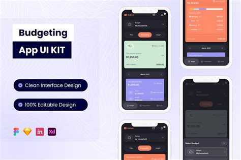 预算移动应用 App Ui Kit Fig Sketch Xd 云瑞设计