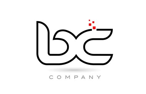 Bc Connected Alphabet Letter Logo Icon Combination Design With Dots And Red Color Creative