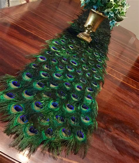 Peacock Feather Table Runner In Your Choice Of Lengths Custom Created
