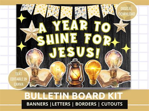 New Year Christian Bulletin Board Shine For Jesus Theme Bulletin
