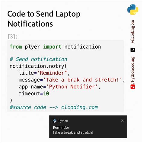 Python Code To Send Laptop Notifications Facebook