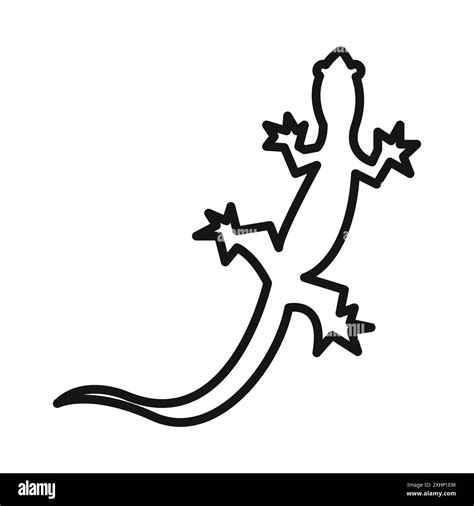 Lizard Icon Black Line Art Vector In Black And White Outline Set
