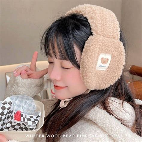 이포블리 당일출고 양털 곰돌이 퍼귀마개 뽀글이 귀도리 귀덮개 양모 보온 방한 겨울귀마개 털귀마개 스키 여행모자 3color