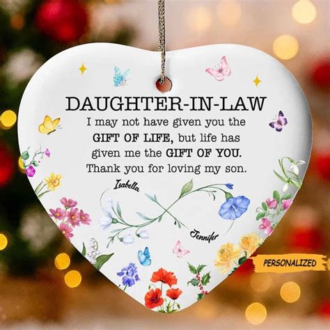 Daughter In Law T Of Life Personalized Heart Ceramic Ornament