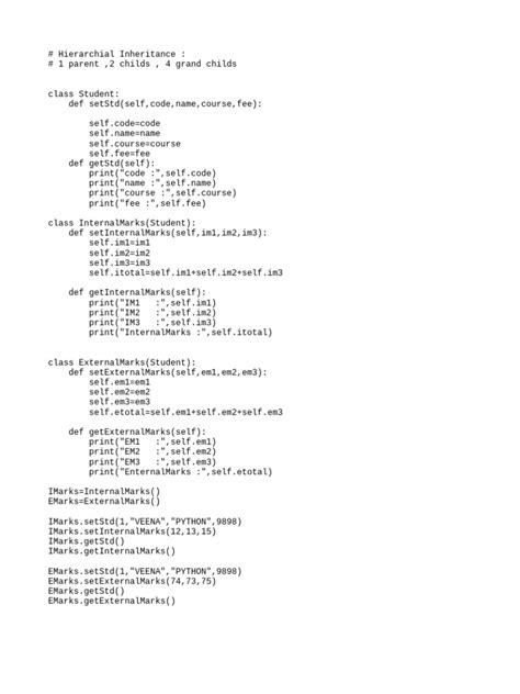 Hierarchial Inheritance 1 Pdf