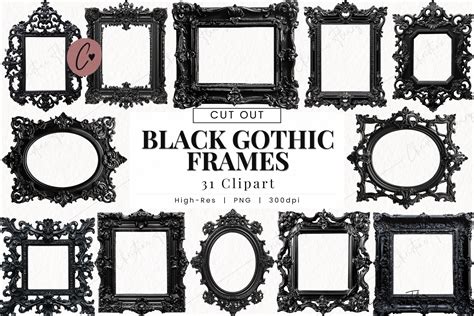 Black Gothic Frames Clipart Goth Png Frame Overlay Clipart Gothic