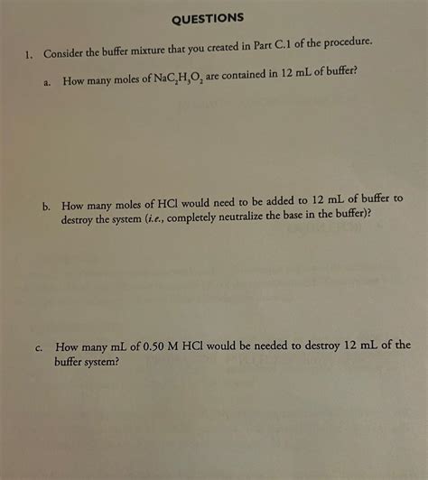 Solved C PH Of Buffer Solutions 1 Preparation Of Buffer Chegg Com