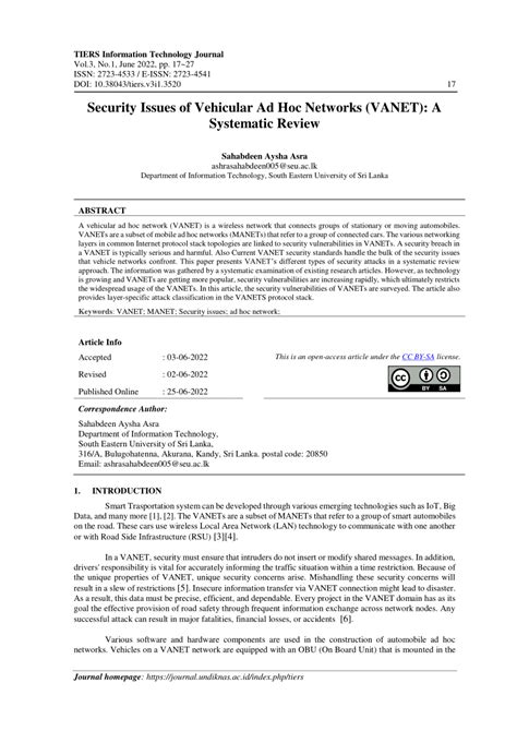 Pdf Security Issues Of Vehicular Ad Hoc Networks Vanet A