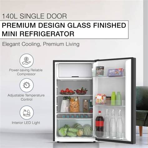 Nikai 140l Single Door Refrigerator With Glass Finish 2l Bottle Holder