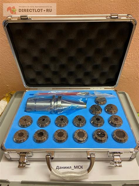 Набор цанговый патрон Bt40 с набором цанг Er32 из 15 шт в алюминиевом кейсе размер 2 20 мм