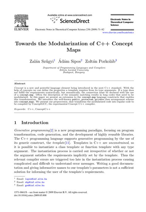Pdf Towards The Modularization Of C Concept Maps