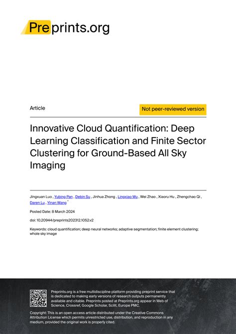 Pdf Innovative Cloud Quantification Deep Learning Classification And Finite Sector Clustering