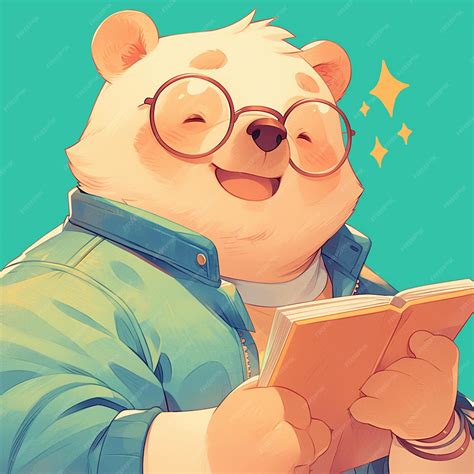 Premium Vector A Diligent Bear Teacher Cartoon Style