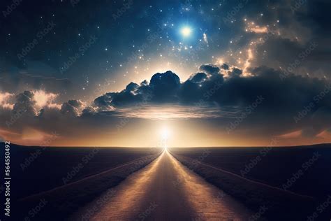 Photo Art Print Way Path To Heaven With Light Glow From The Eternal