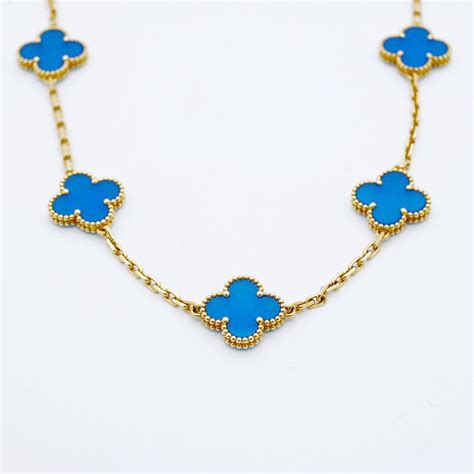 楽天市場VAN CLEEF ARPELS ヴァンクリーフ アーペル ヴィンテージ アルハンブラ ブルーアゲート ロング ネックレス 20P