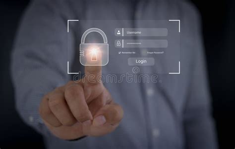 Cyber Security Person Entering Credentials To Log In With Finger