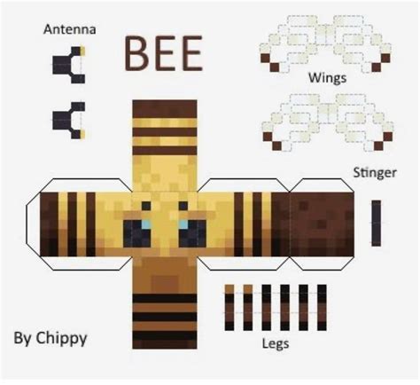 Bee Pixel Papercraft 🐝🫶 Artesanía Con Papel Manualidades De Minecraft Artesanías De Papel En 3d