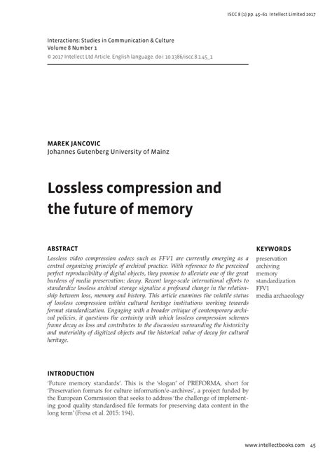 Pdf Lossless Compression And The Future Of Memory