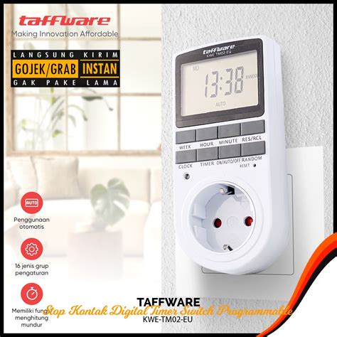 Jual Taffware Stop Contact Digital Timer Switch Programmable Colokan Listrik Pengaturan