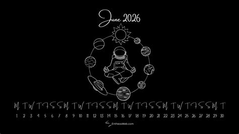 2026 Monthly Space Themed Calendar Desktop Wallpaper For The Full Year