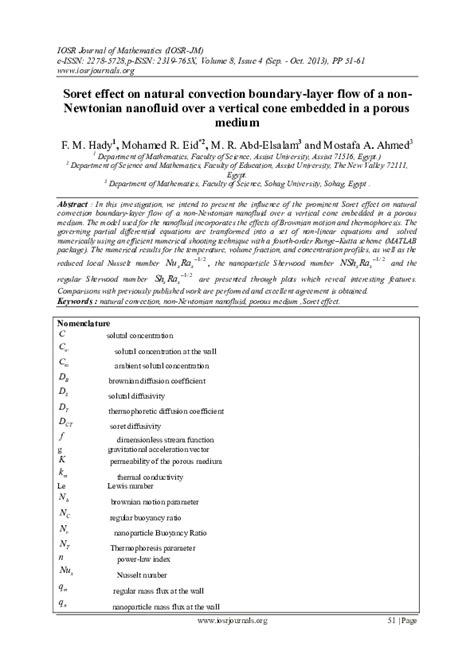 Pdf Soret Effect On Natural Convection Boundary Layer Flow Of A Non Newtonian Nanofluid Over