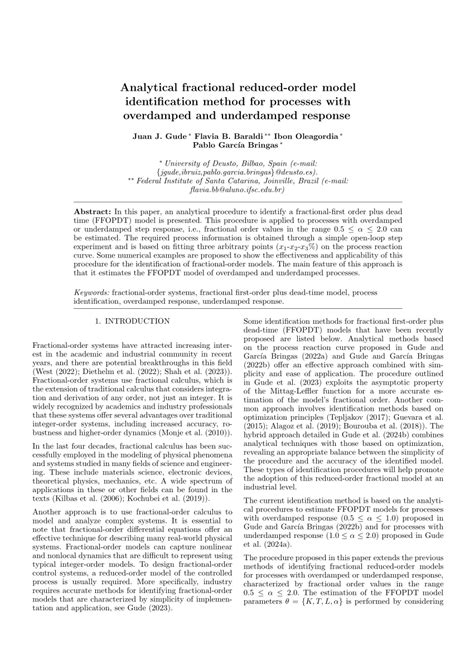 Pdf Analytical Fractional Reduced Order Model Identification Method For Processes With