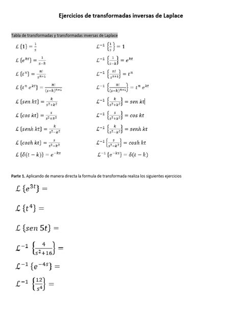 Ejercicios De Transformada Inversa De Laplace Descargar Gratis Pdf
