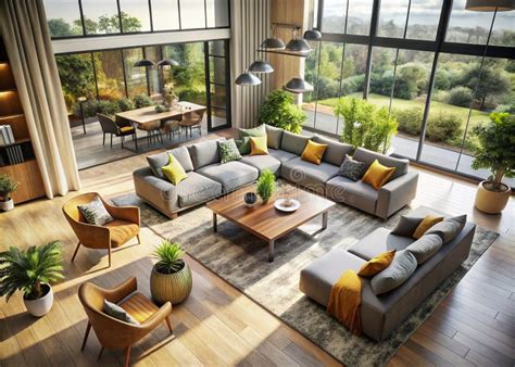 Stunning Aerial View Of A Modern Openplan Living Room Minimalist Design