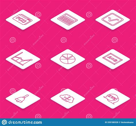 Set Line Geometric Figure Pentagonal Prism Chalkboard Open Book Sigma Symbol Abacus