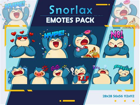 Snorlax Pokemon Emotes Twitch Emote Pack Streamer Emotes Youtube Discord Emote Pack Emotes