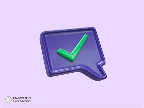 Значок символа зеленой галочки 3d визуализация иллюстрации Бесплатно Psd Файл