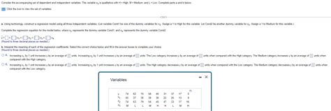 Solved Consider The Accompanying Set Of Dependent And Chegg Com