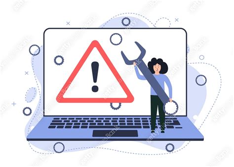 Illustration Of A Broken Laptop Error Warning Sign On The Screen Vector Image Of A Broken Or