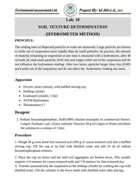PDF Lab 10 SOIL TEXTURE DETERMINATION HYDROMETER Site Iugaza Edu Ps Nkaheil Files 2016 09