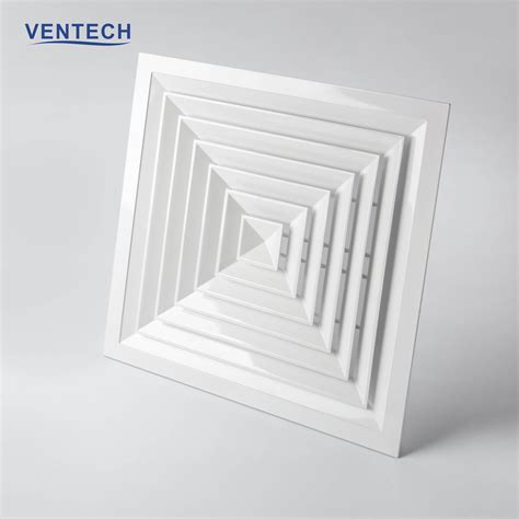 Hvac Air Duct Return Air Vent Supply Air 4 Way Square Ceiling Diffuser With Damper 4 Way