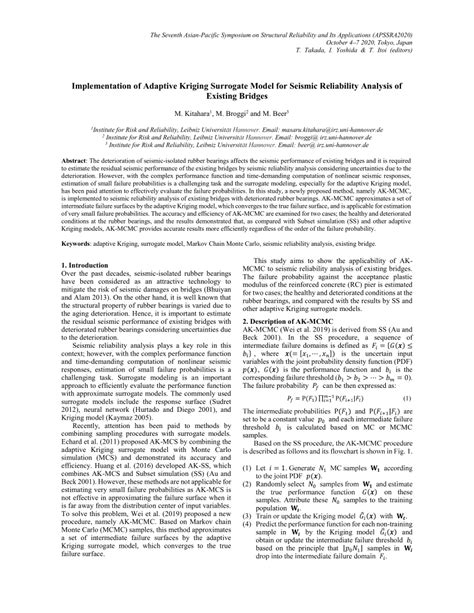 Pdf Implementation Of Adaptive Kriging Surrogate Model For Seismic