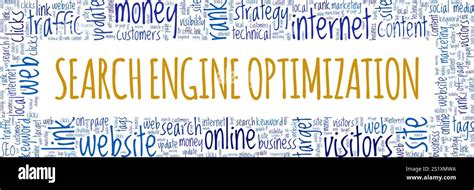 Seo Search Engine Optimization Word Cloud Conceptual Design Isolated On White Background Stock