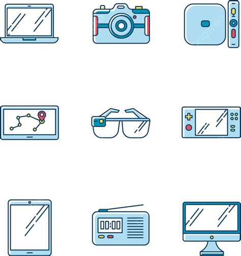 Colorful Mobile Devices Icons Smart Technology Gadgets Simple Vector Concept Vector Simple