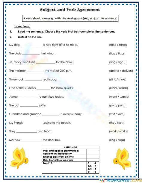 Subject Verb Agreement Worksheet Worksheets Library
