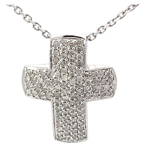 110ct Stunning 14k Solid White Gold Diamond Cross Pendant Necklace For