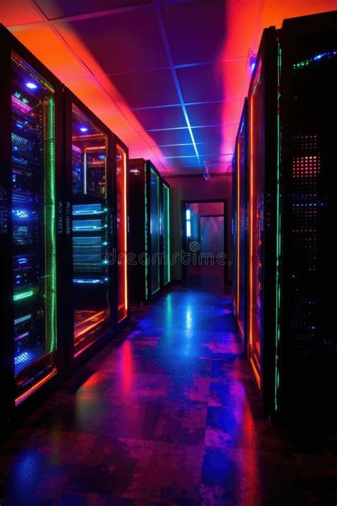 Server Room Racks With Blinking Led Lights Stock Illustration