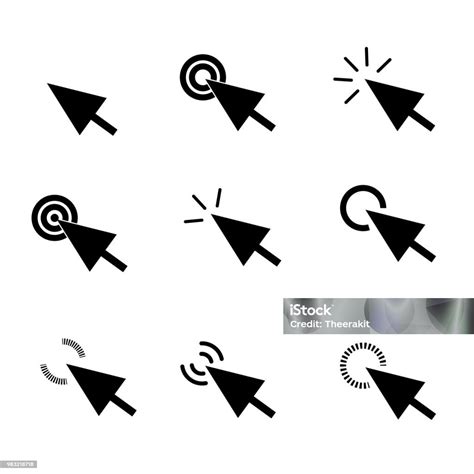 흰색 바탕에 유행 플랫 스타일에서 아이콘을 클릭 합니다 웹 사이트 디자인 로고 Ui 애플 리 케이 션에 대 한 화살표 클릭 기호 로그인을 클릭합니다 커서 포인터 기호입니다