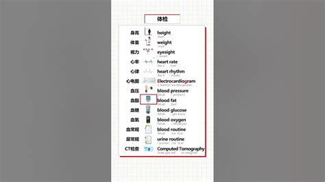 体检的英文 分类记单词短语学英语 口语 一起学口语shorts Youtube