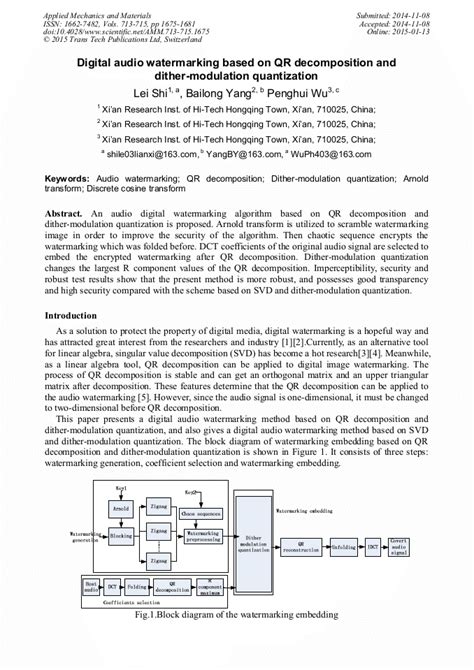 Digital Audio Watermarking Based On Qr Decomposition And Dither Modulation Quantization