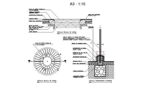 tree grid detail plan and section autocad file detailed plans